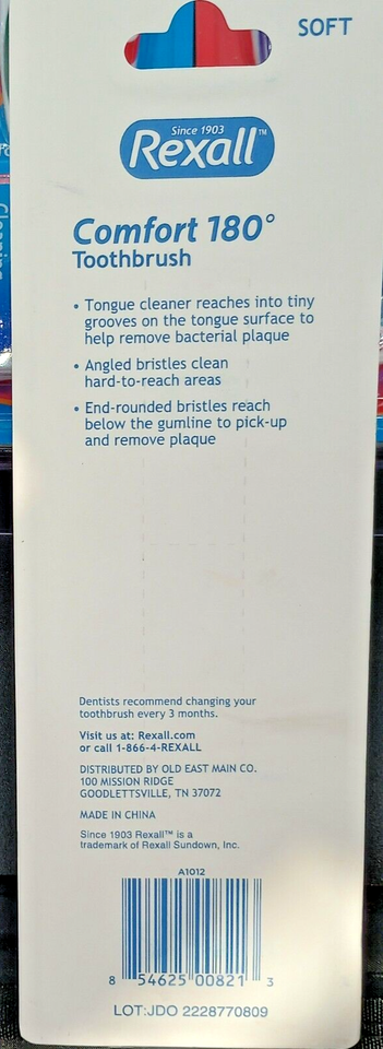 (Lot of 4) Rexall - Comfort 180° Toothbrushes - SOFT - 4 Ct. Each Pack ...