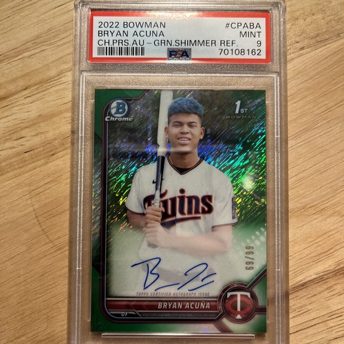 2022 Bowman Chrome BRYAN ACUNA Green Shim Refractor Auto SP /99 Gem ...