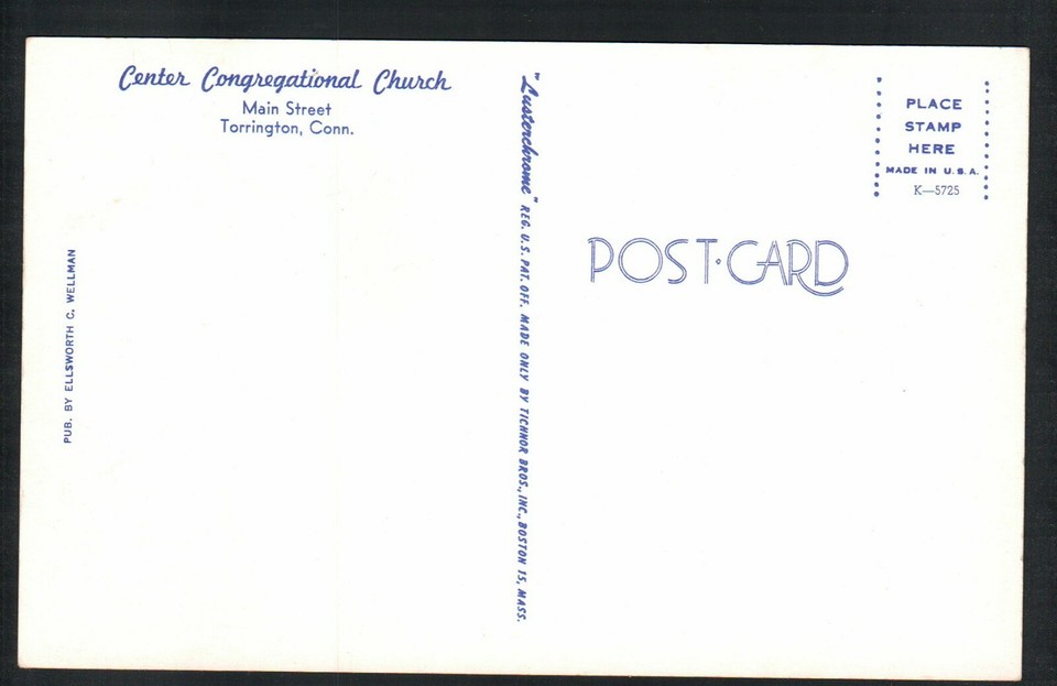 TORRINGTON, CT * CENTER CONGREGATIONAL CHURCH on MAIN ST. UNPOSTED ...