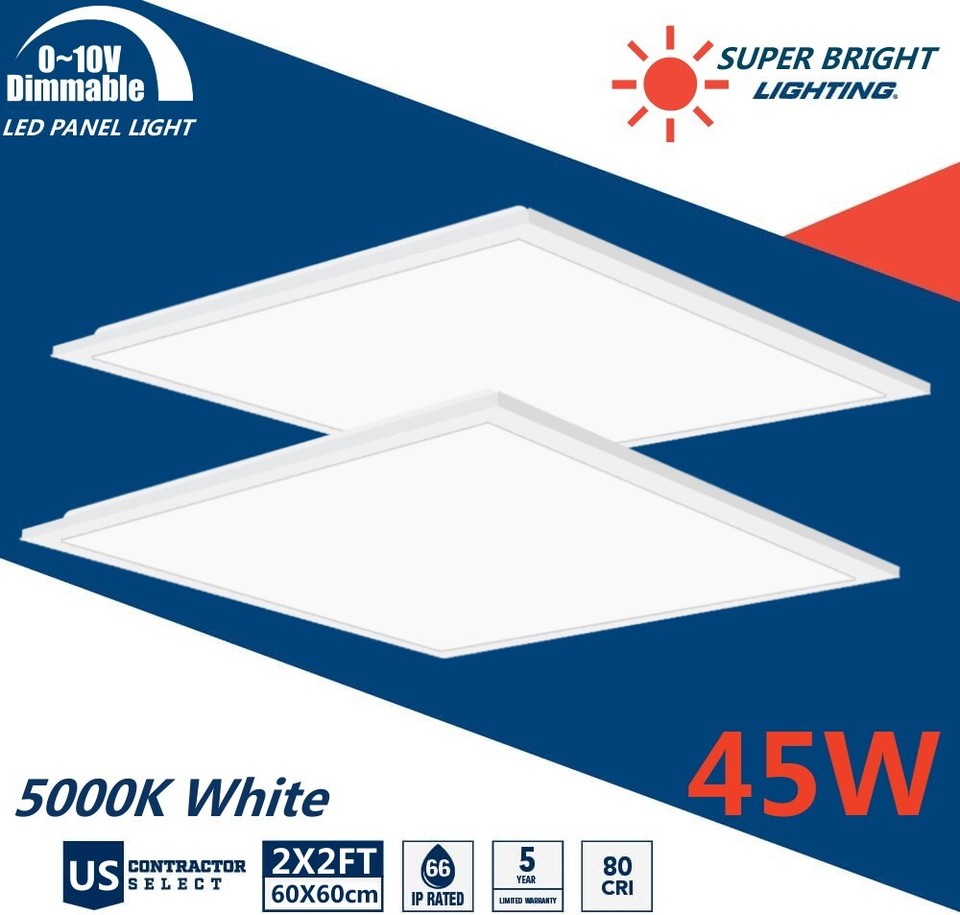 2x2 LED Flat Panel Light,45W 5000K Recessed Edge-Lit Drop Ceiling ...