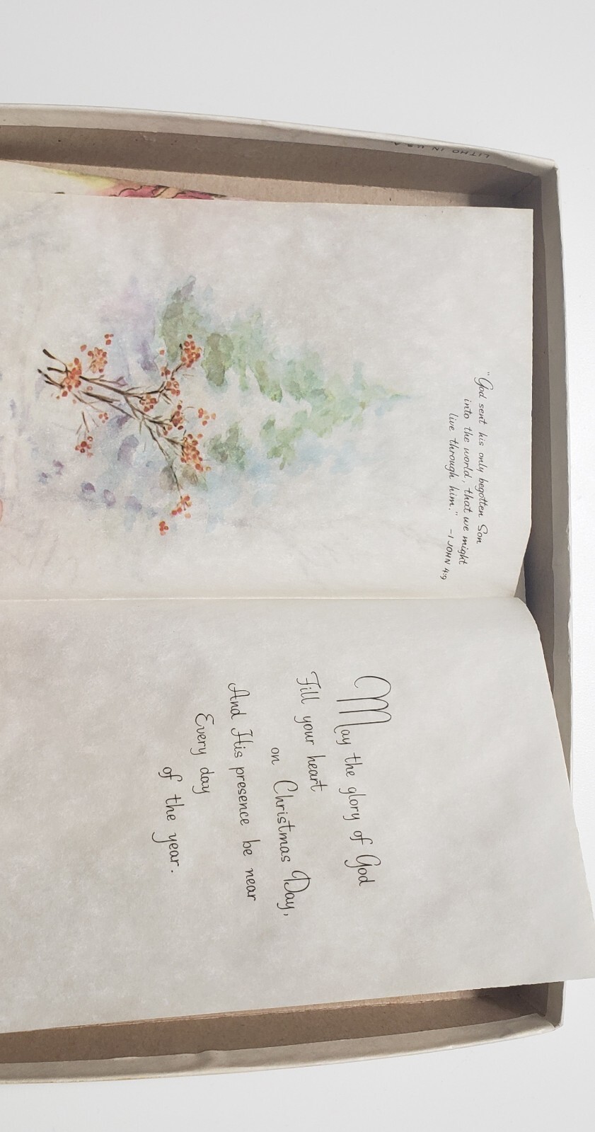 21 Vtg "The Sunshine Line" Parchment Christmas Cards w/ Orig Box and ...