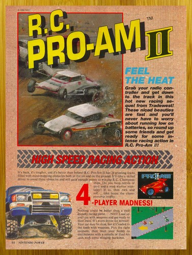 1992 R.C. PRO-AM II 2 NES Print Ad/Poster Original Authentic Video Game ...