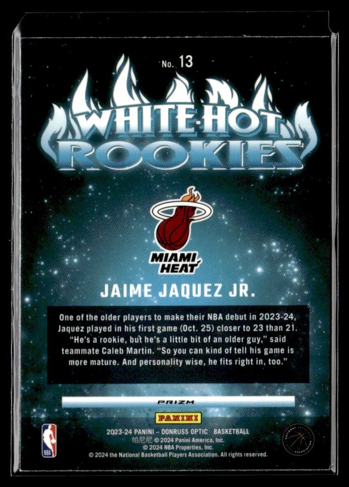 2023-24 White Hot Rookies Jamie Jaquez Jr Miami Heat #13 | eBay