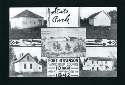 Fort Atkinson Iowa IA 1940s Buildings of Old Fort Barracks, Before a ...