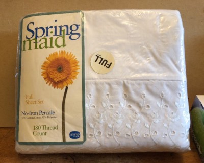 SPRINGMAID FULL SHEET SET Tiara Lace White COTTON BLEND New! | eBay