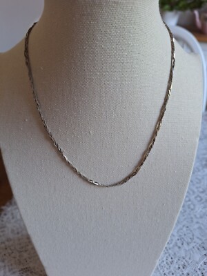 Solid Silver Necklace, Serpentine Rope Style Chain 16" 4.5 grams 925 ...