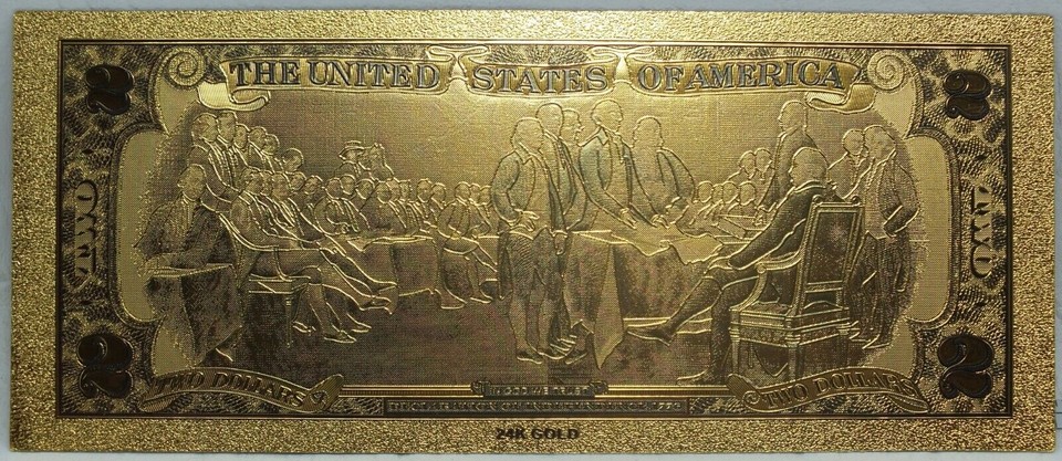 24K Gold-Plated Foil Note Currency Bill Paper Money Novelty Famous Cash ...