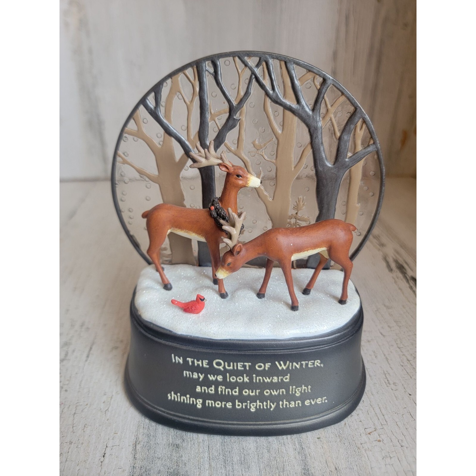 Hallmark quiet of winter deer cardinal light up home decor | eBay