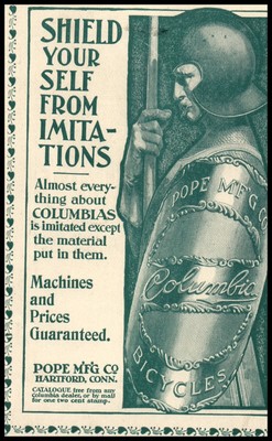 1898 Medieval Knight Pope Columbia Bicycle Sword Shield Metal Helmet ...