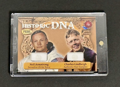 NEIL ARMSTRONG & CHARLES LINDBERGH HISTORIC DNA HAIR STRAND RELIC CARD ...