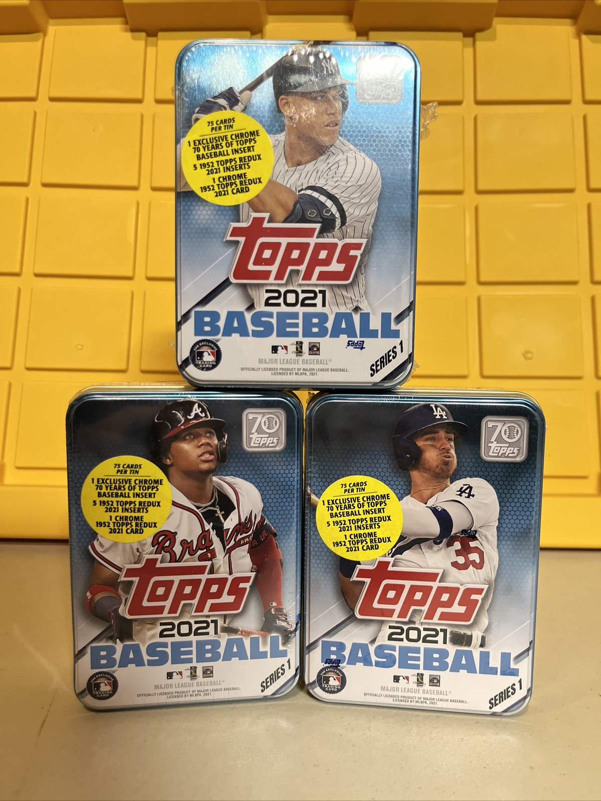 Lot of (3) Sealed 2021 Topps Series 1 MLB Baseball Box Tins 75 Cards ...