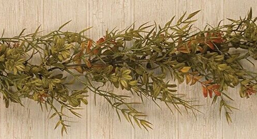 New Primitive Farmhouse BOXWOOD DILL HERB GREENERY GARLAND Vine Swag 6 ...