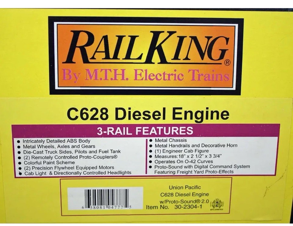 MTH O Gauge 30-2304-1 UNION PACIFIC ALCO C628 Diesel Engine w/PS2 ...