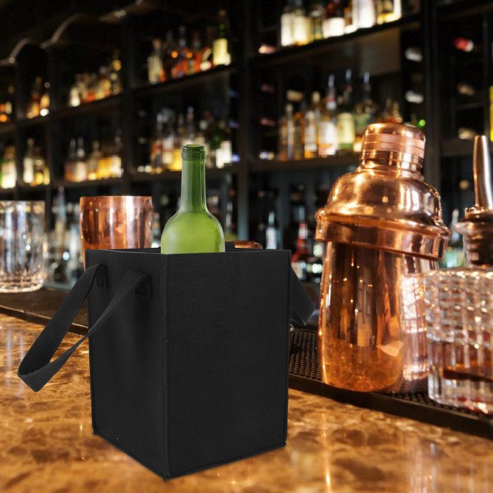 Portable Grocery Bag Travel 4 Bottle Wine Bag Carrier Tote Wine Bottle ...
