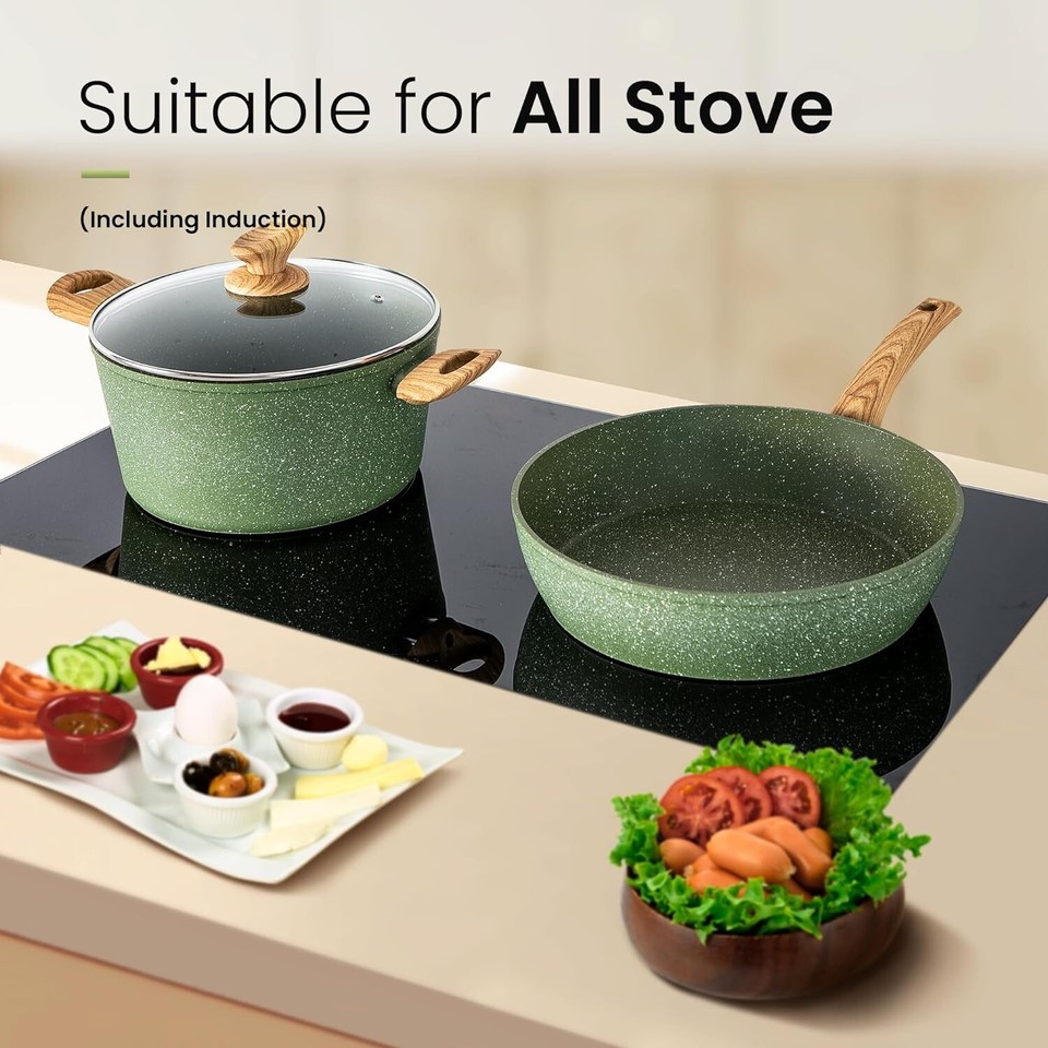 30 Piece Cookware Set Induction Pots and Pans Set Nonstick Granite ...