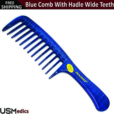 Dark Blue Handmade Handled Comb With Handle Wide Teeth Hairstyling ...