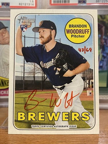 2018 Topps Heritage Real One Red Brandon Woodruff RC Auto 43/69 ...