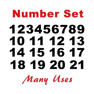 Numbers Set 1 - 21 Vinyl Decal Stickers Color BLACK - Vehicle Id Sports ...