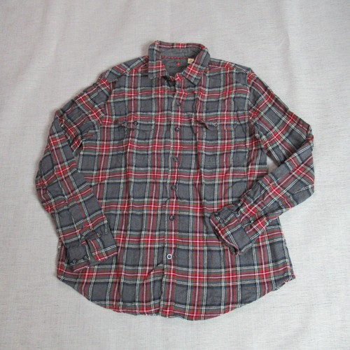 Woolrich Shirt Men Large Red Gray Plaid Flannel Outdoor Country Cowboy ...