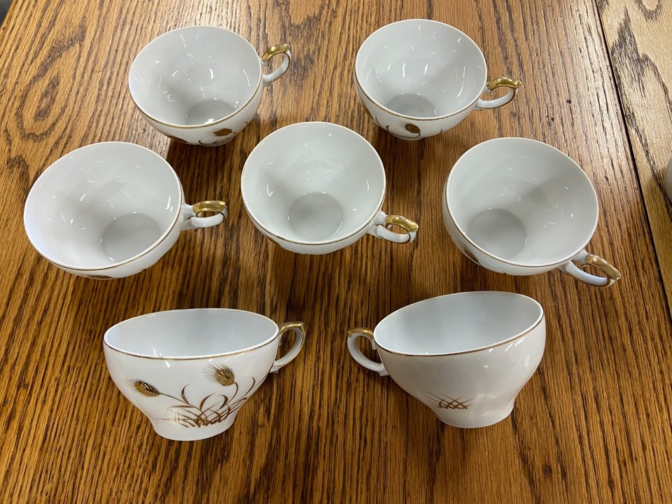 Vintage Gold & Silver Wheat Pattern Fine China Tea or Snack Set 18 pc ...