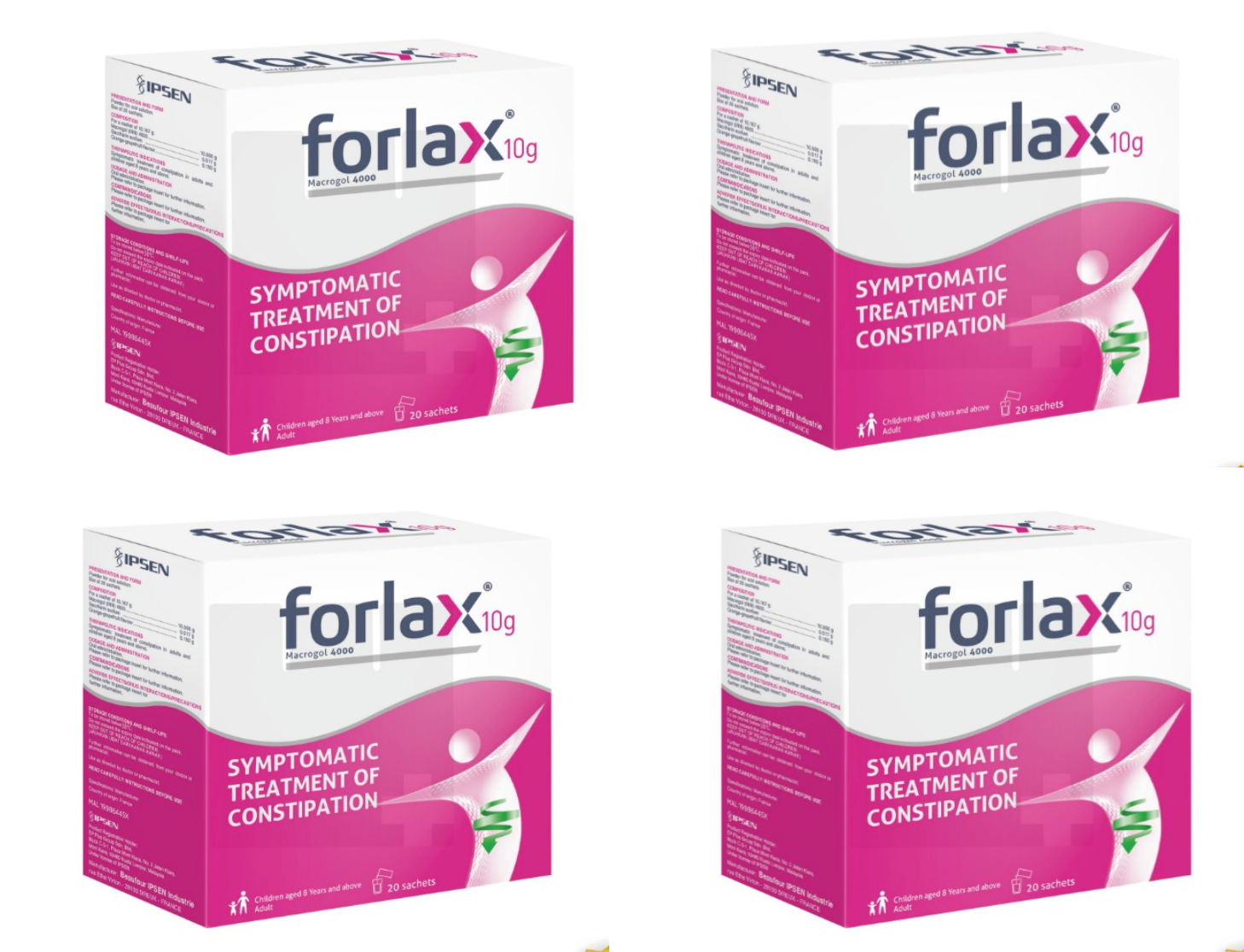 4 Box FORLAX 10g Treatment Of Constipation from 8 years Kids & Adult 20 ...