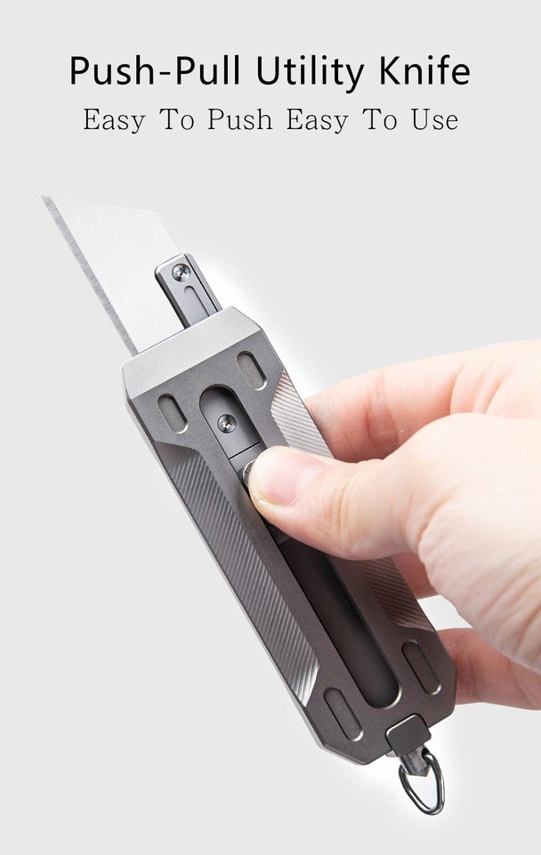 TC4 Titanium Retractable Utility Box Cutter Razor Blade Manual Pocket ...