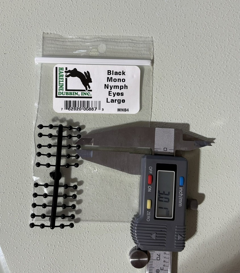 NEW Black Mono Nymph Eyes Fly Tying materials Fishing Hareline Dubbin ...