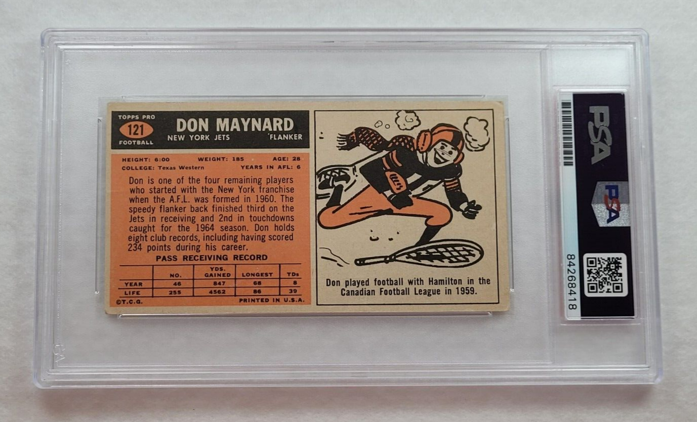 Rare 1965 DON MAYNARD Signed TOPPS Card #121-New York Jets-PSA 9 Auto ...