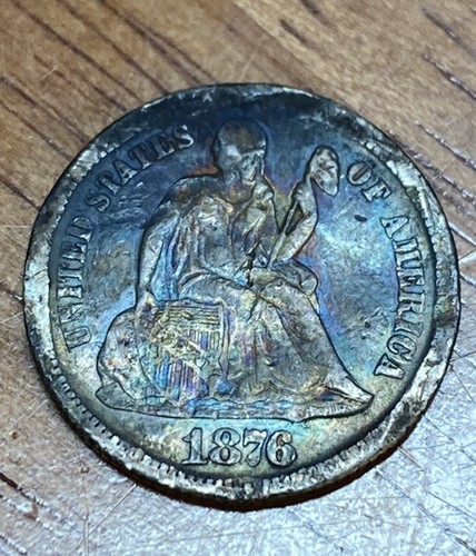 1876 CC Seated Liberty Dime Natural Toned Key Date Scratch On Reverse ...