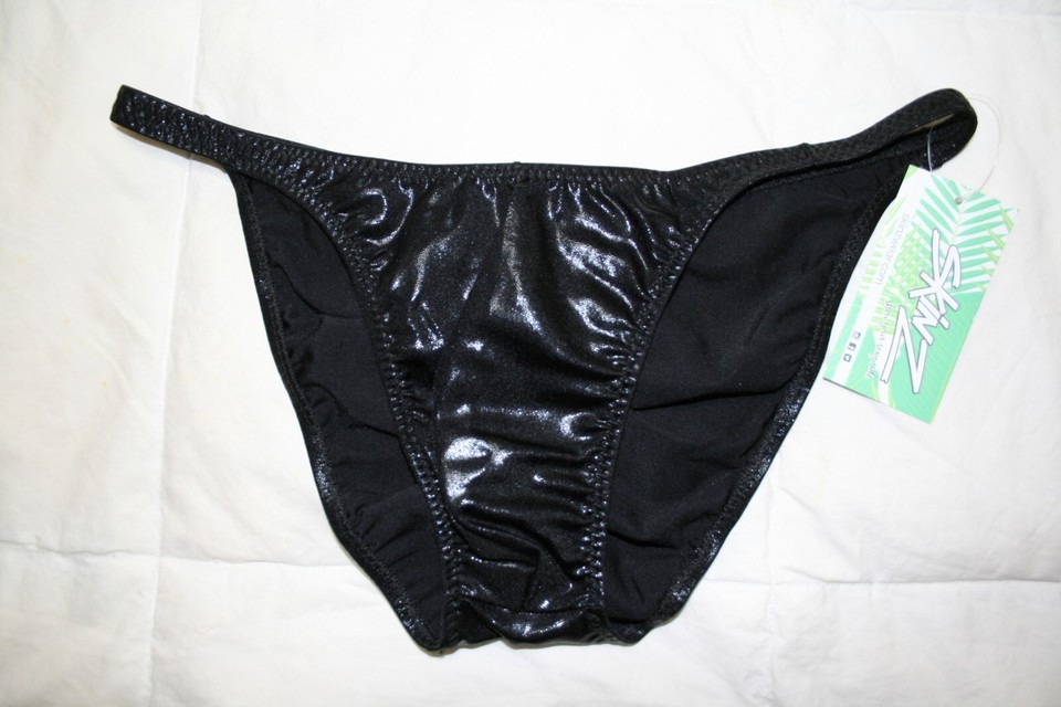 SKINZ*75*FITTED POUCH*PUCKERED BACK*POSING SUIT*MYSTIQUE METALLIC BLACK ...