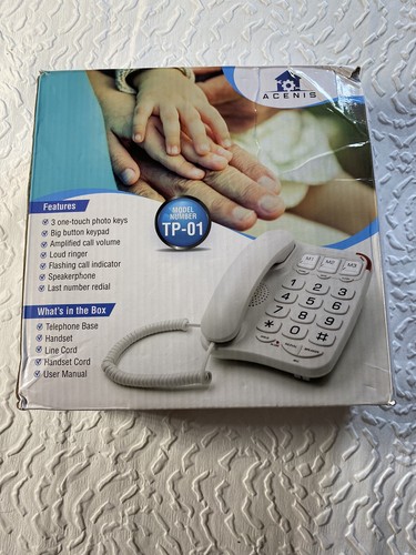 Acenis Terry Phone Large Number Big Button Telephone Handset White ...