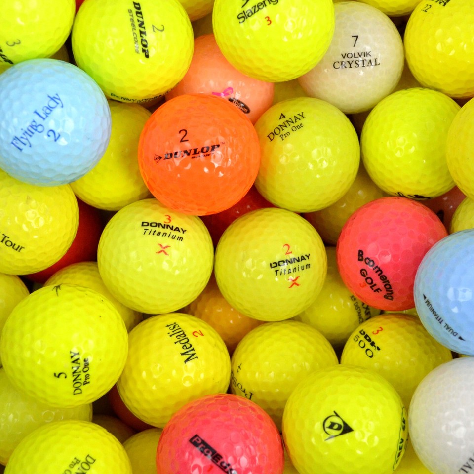 Coloured Lake Golf Balls Mixed Brands Grade A Yellow Orange Red Green ...