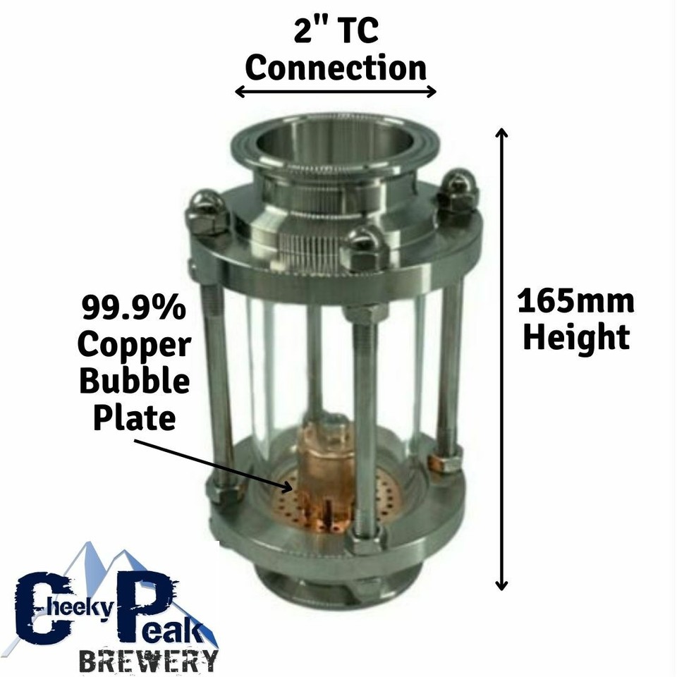 2" Tri Clover Sight Glass with Copper Bubble Plate - Turbo yeast ...