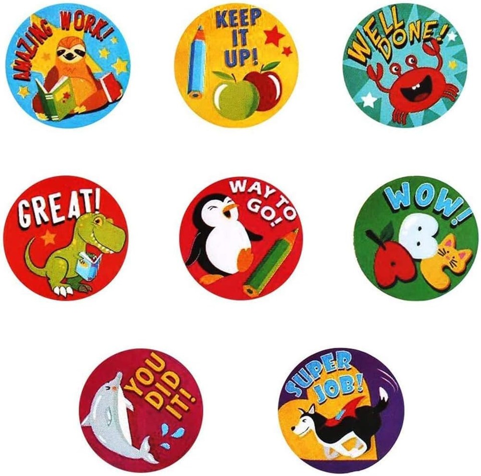 Reward Stickers for Kids 500 Stickers,8 Assorted Designs1.5 Inch School ...