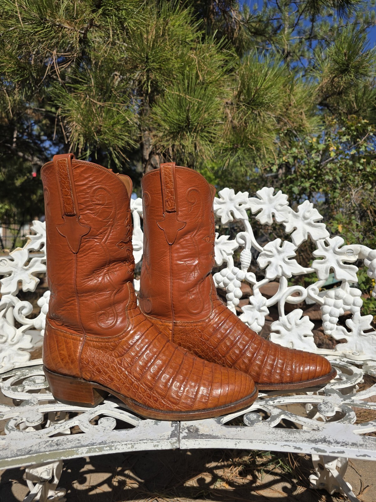 12D Ultra Crocodile Lucchese G Classics Pecan Vtg Cus… - Gem