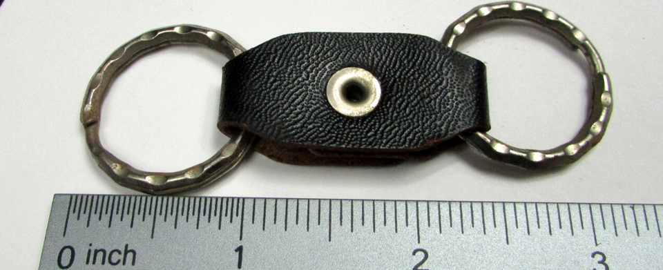 Vtg Double Ring Snap Leather Key Chain Ring Fob Collectible Novelty ...