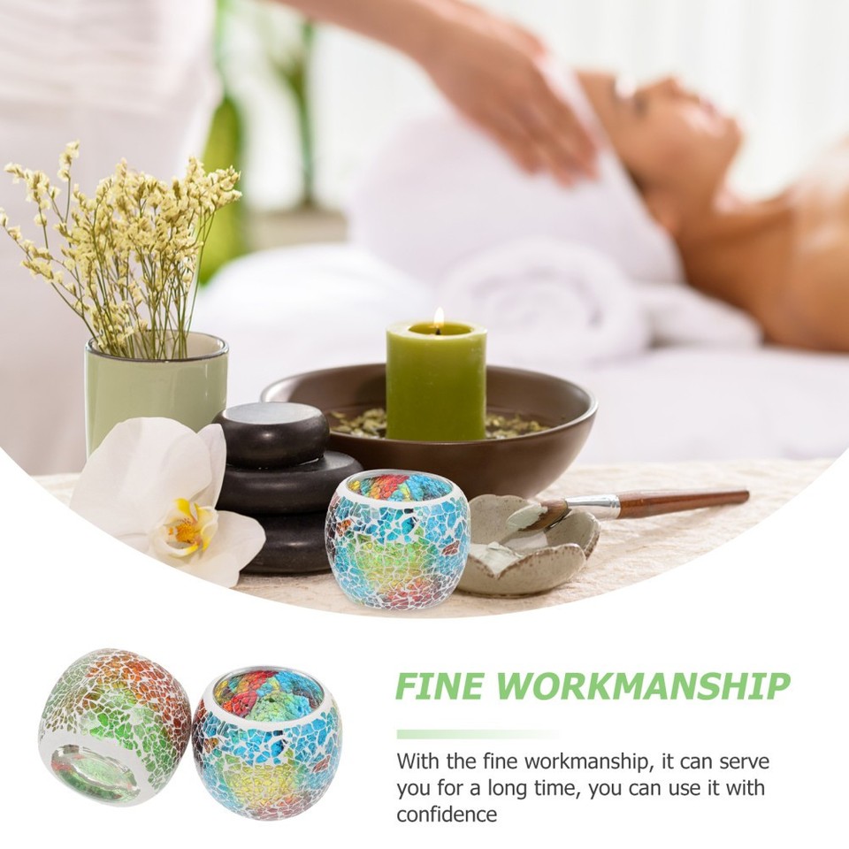 2 Pcs Small Candleholder Container Adornment Glass Craft Candlestick ...