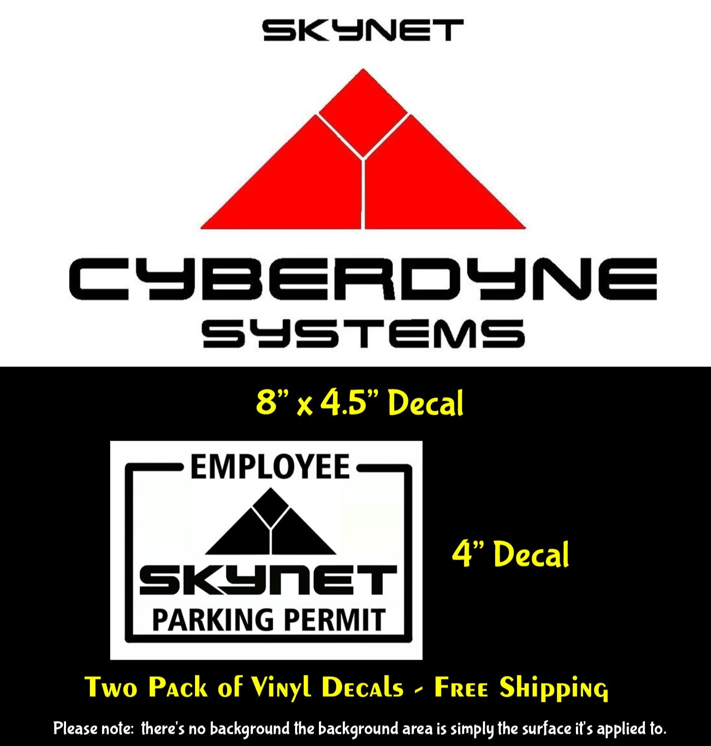 Skynet Cyberdyne Systems Terminator 8" & 4" Black Vinyl Decals Car ...