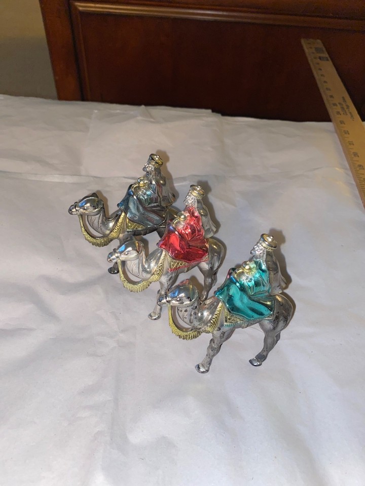 Three Wisemen Kings Camels Plastic Christmas Figures Silver Tone ...