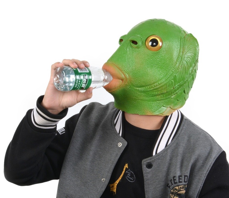 Halloween Bizarre Funny Ugly Fish Adult Mask Latex Alien Full Head ...