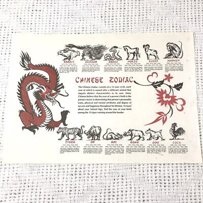 Chinese Zodiac Placemats Printable