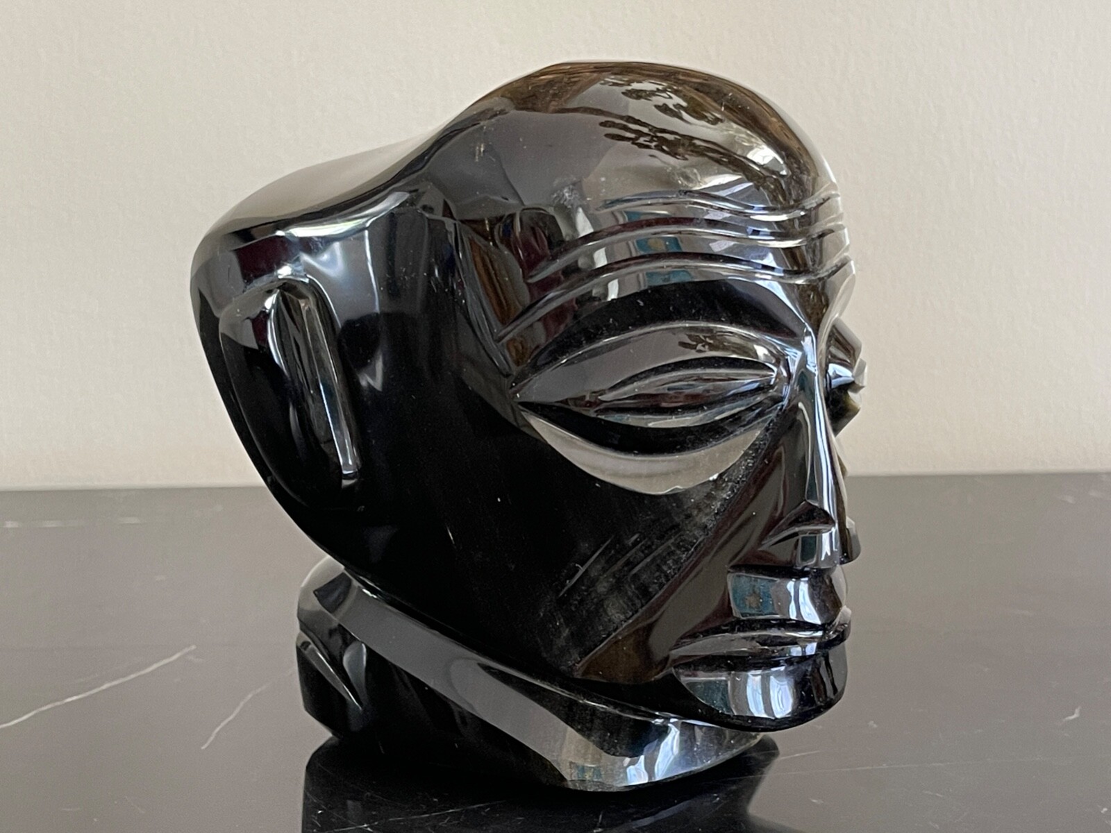 Hand Carved Black Obsidian Mayan Aztec Tribal Head Statue | eBay