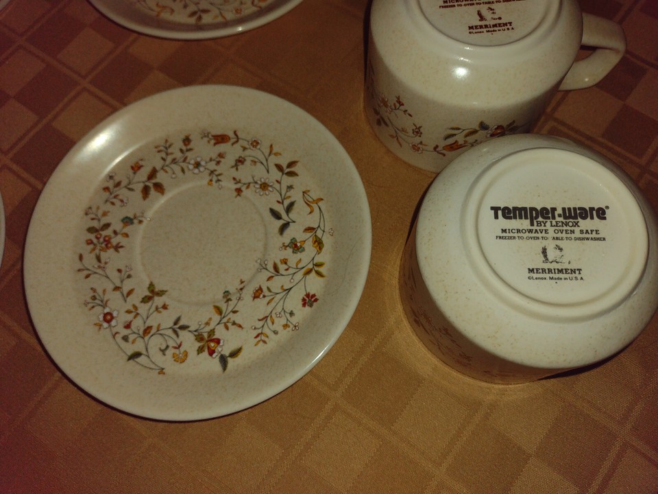 Vitnage Lenox Temperware MERRIMENT pattern 6 oz Cups & Saucers - Set of ...