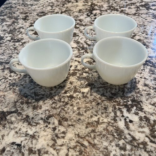 Vintage Pyrex White Milk Glass Tea Coffee Mugs Cups Corning NY USA Set ...