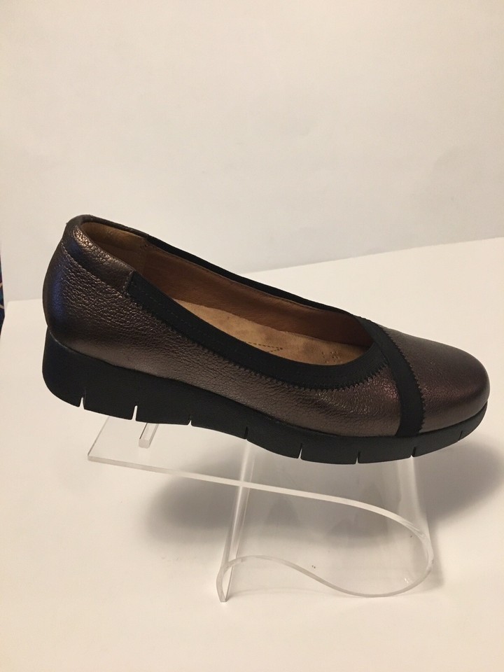 Clarks Pewter Metallic Wedge Comfort Shoes US Sz 7.5M Excellent | eBay