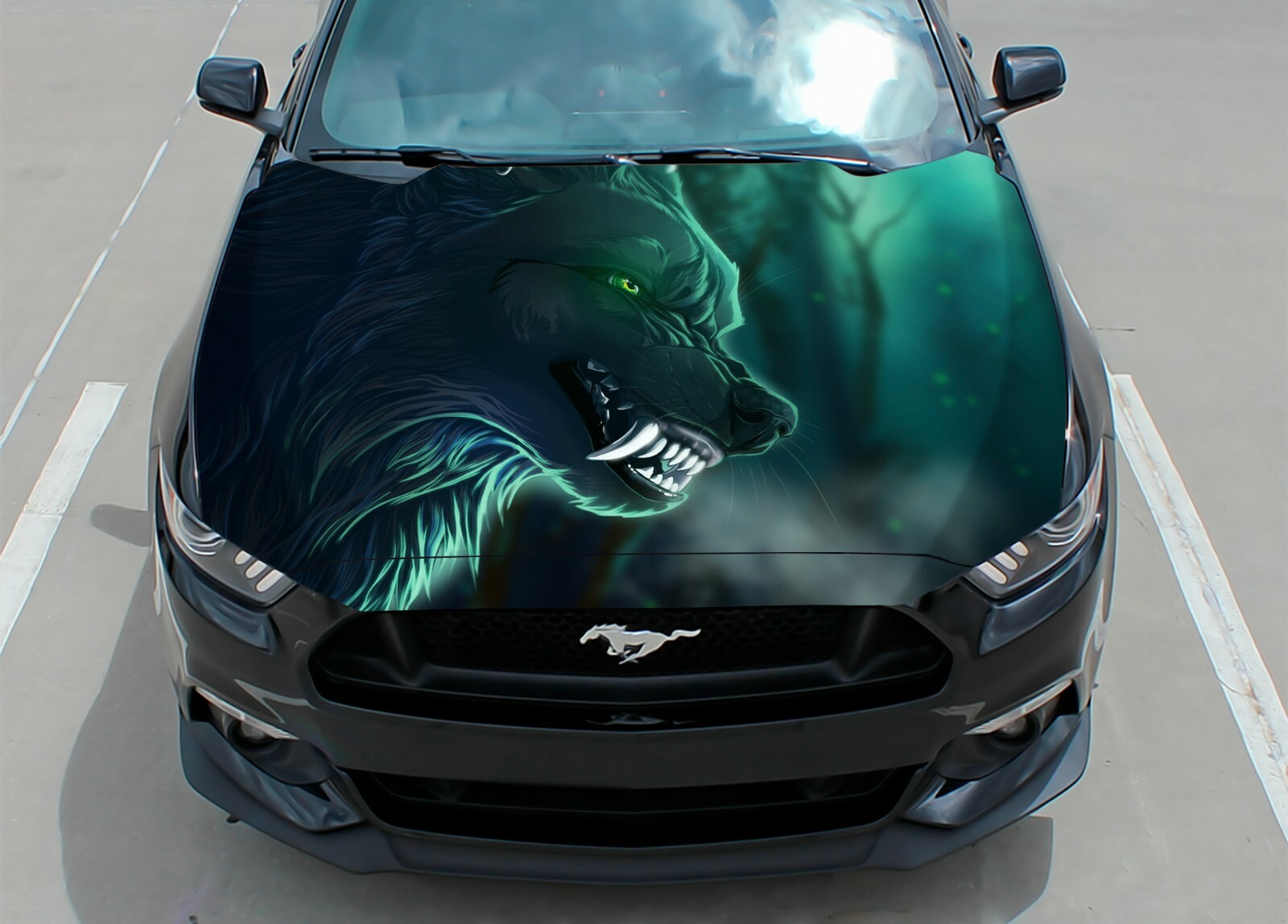 Angry Wolf Car Hood Wrap Decal Vinyl Sticker Full Color Graphic Fit Any ...