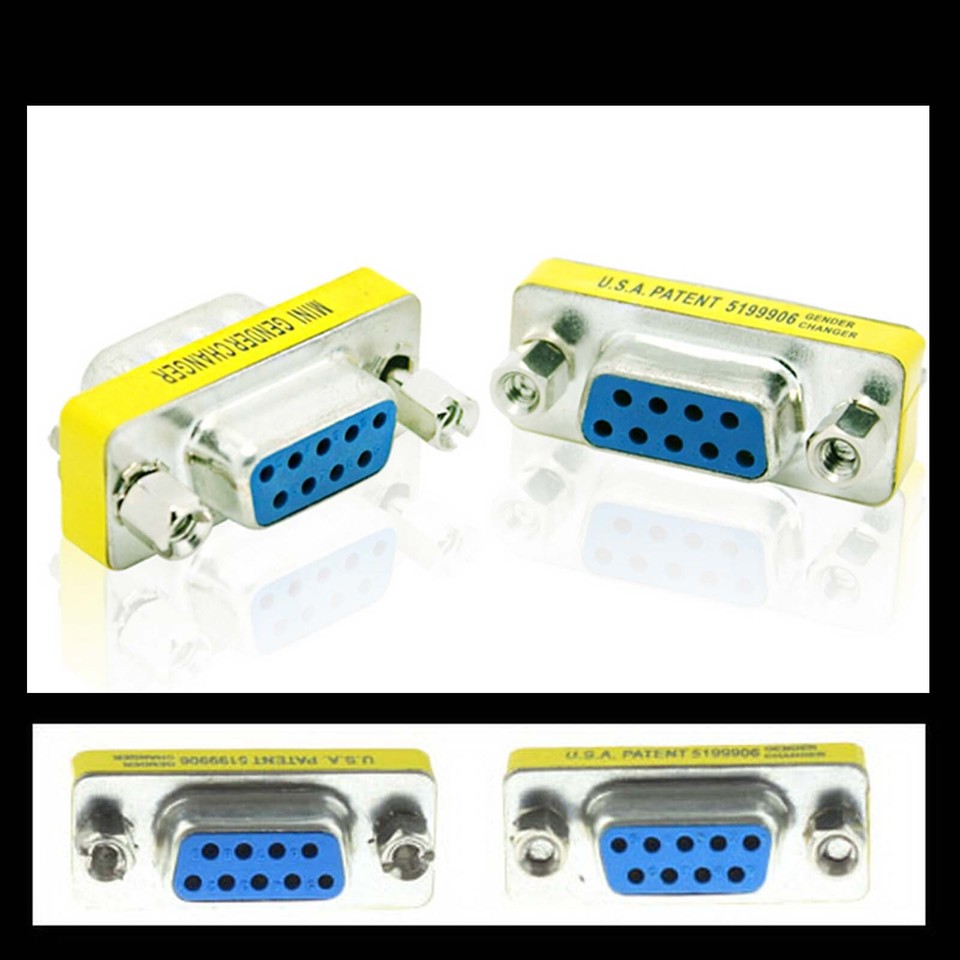 DB9 VGA 9 pin Female to female Mini Gender Changer convertor adapter ...