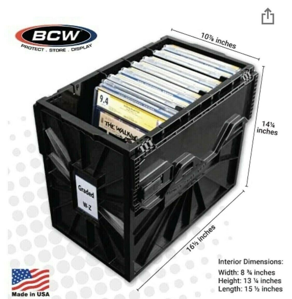 BCW Plastic Black CGC Graded Comic Book Box Acid Free Storage Tote Bin ...