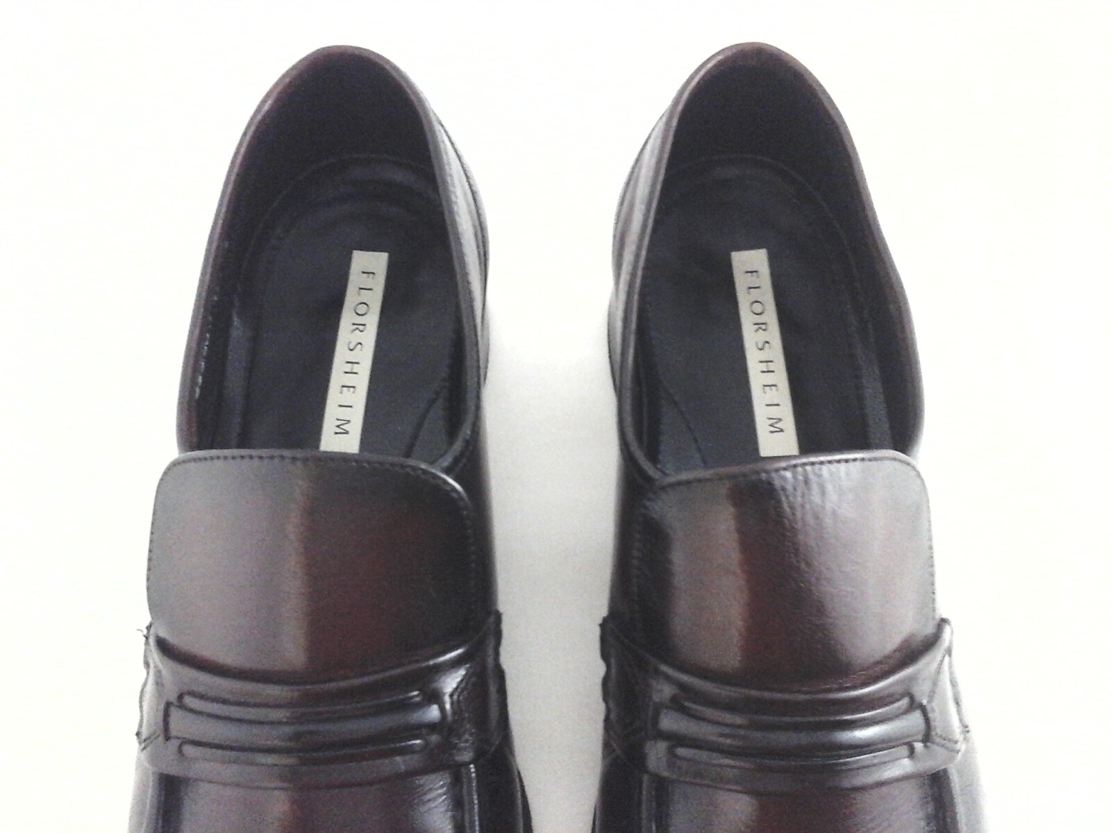 FLORSHEIM Loafers Como Black Cherry Brown Leather Dress 33455 Moc Toe 9 ...