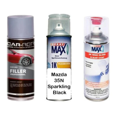 Auto Touch Up Paint Can for Mazda 35N Sparkling Black Plus 2k Clear ...